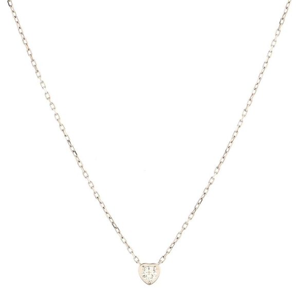 Cartier | Jewelry | Cartier Diamants Legers Heart Pendant Necklace 8k White Gold With Diamond ...